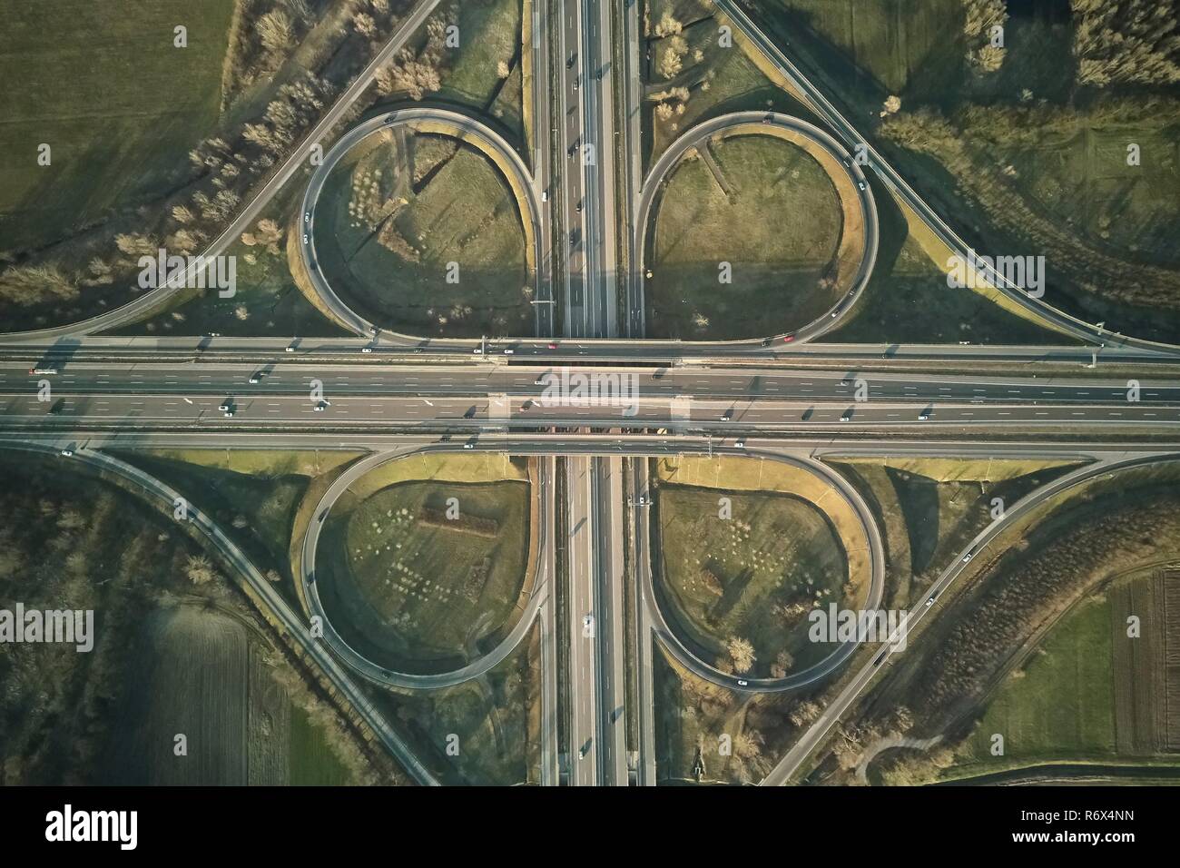 Freeway cloverleaf interchange Stock Photo - Alamy