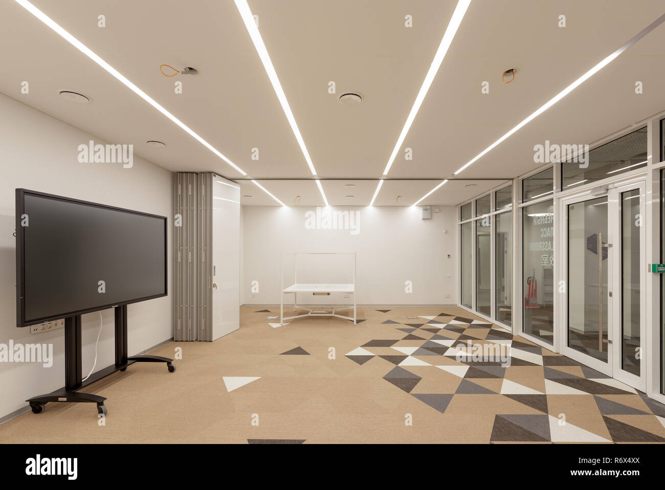 Office class room interior with display. 3d illustration Stock Photo ...