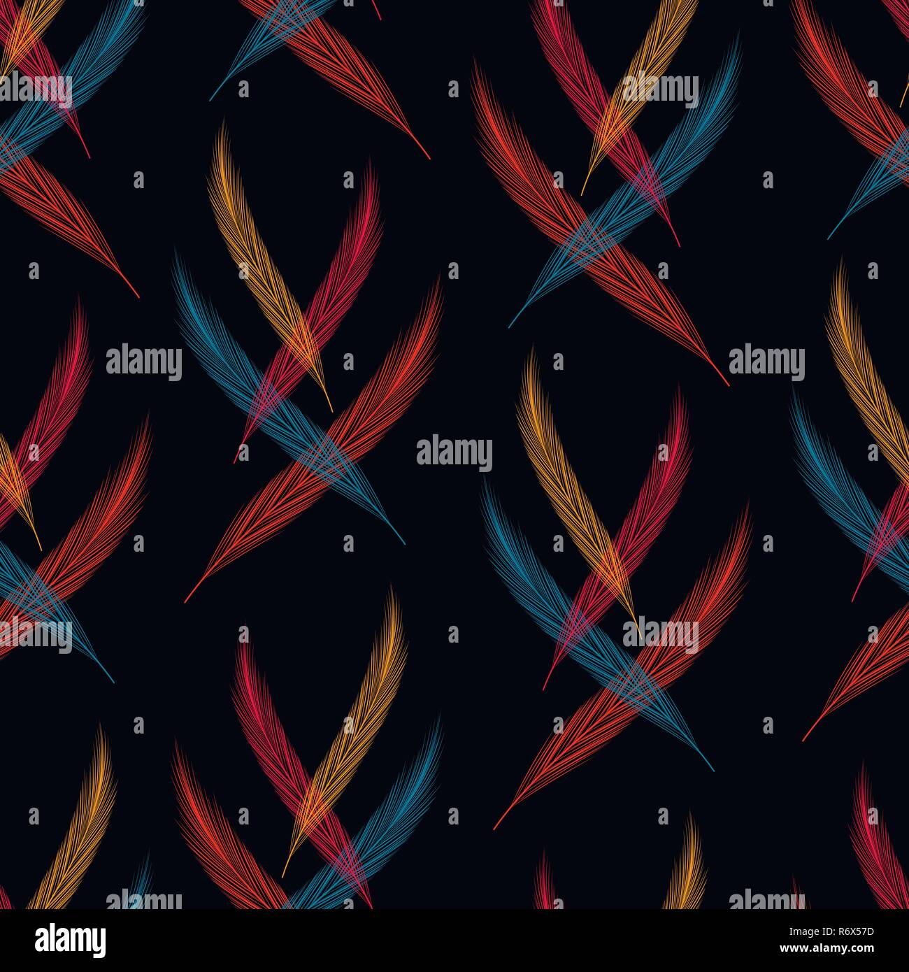 Rio Carnival. Colored feathers. Seamless pattern. Template for ...