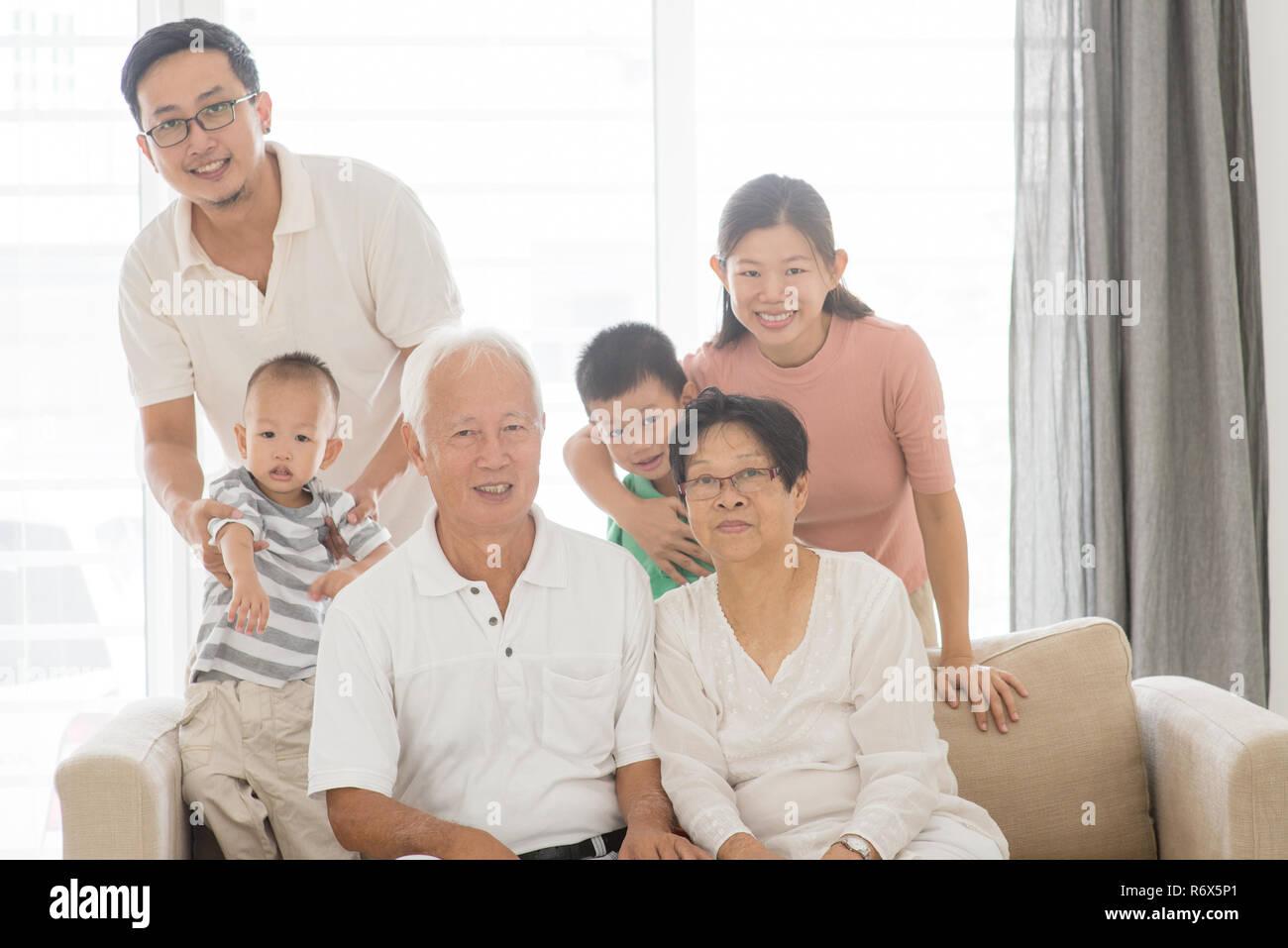 Asian multi generations family portrait Stock Photo - Alamy