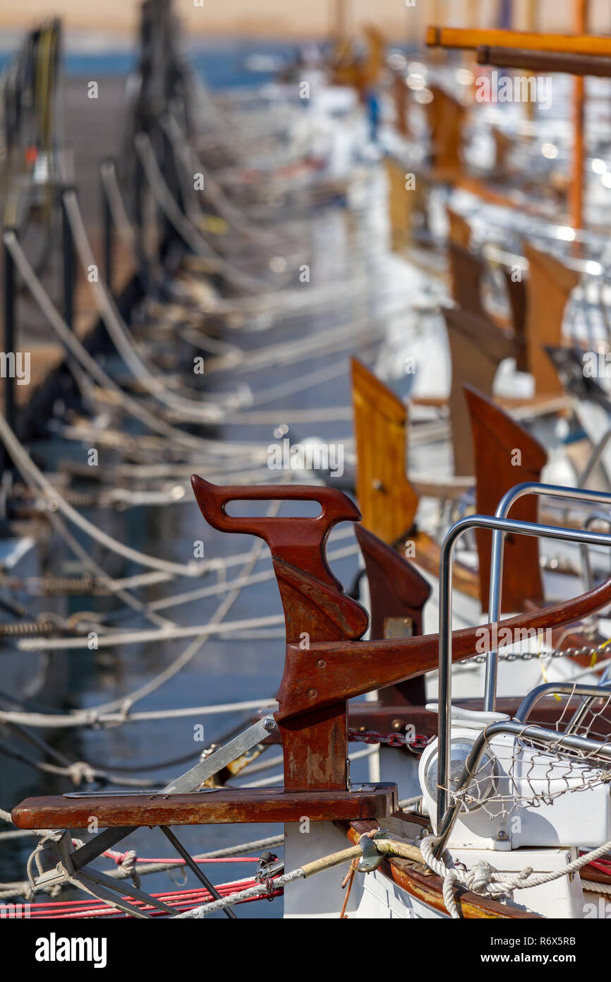Nice traditional Spanish boats on the harbor Palamos in Costa Brava ...