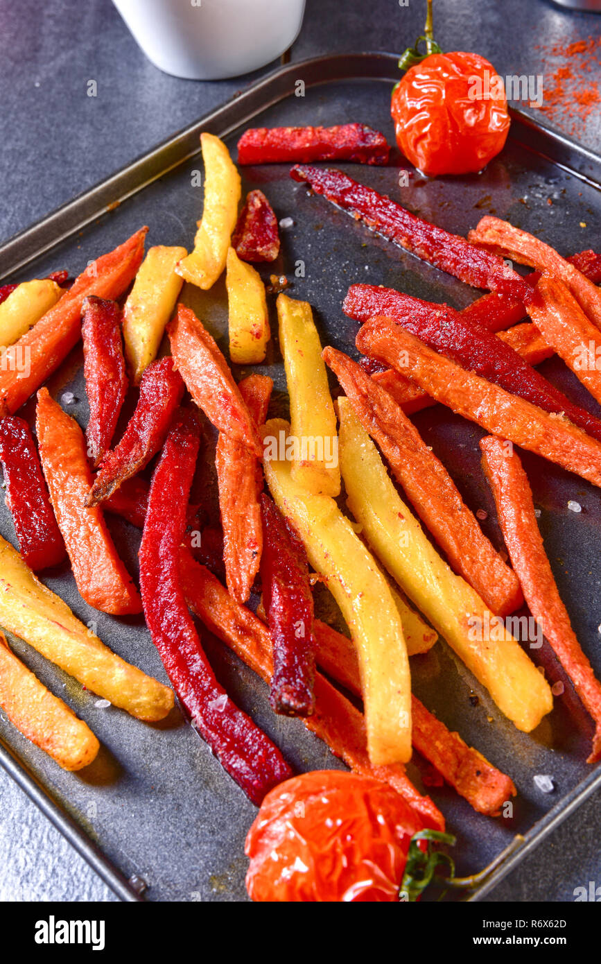 colorful vegetable fries from the oven Stock Photo - Alamy