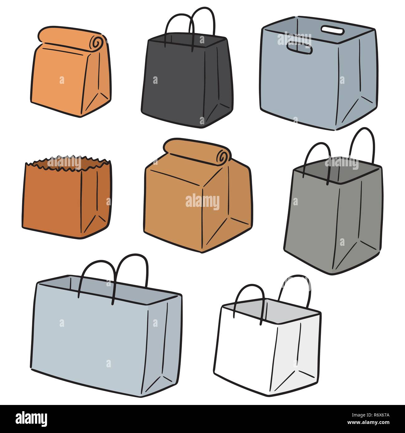 vector set of paper bag Stock Vector Image & Art - Alamy