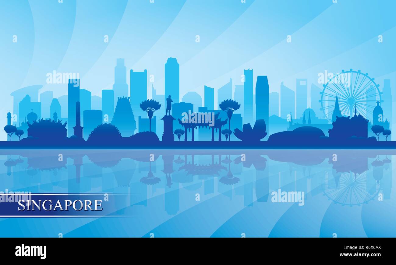 Singapore city skyline silhouette background, vector illustration Stock ...