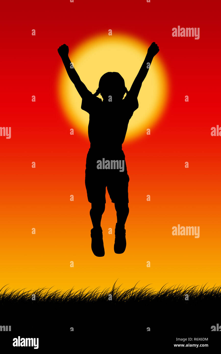 Happy kid on red background, illustration Stock Photo - Alamy