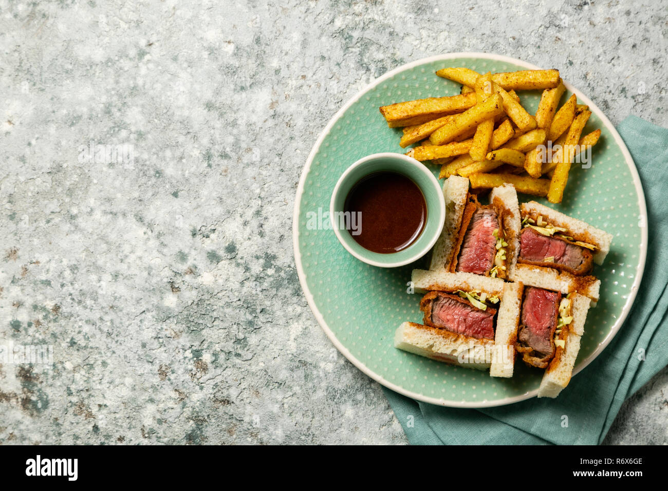 Katsu Sando - food trend japanese sandwich with pork and fries Stock ...