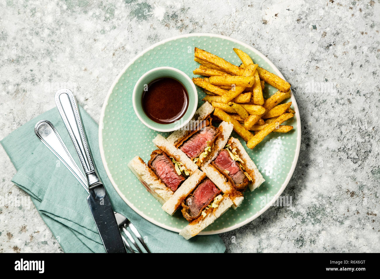 Katsu Sando - food trend japanese sandwich with pork and fries Stock ...