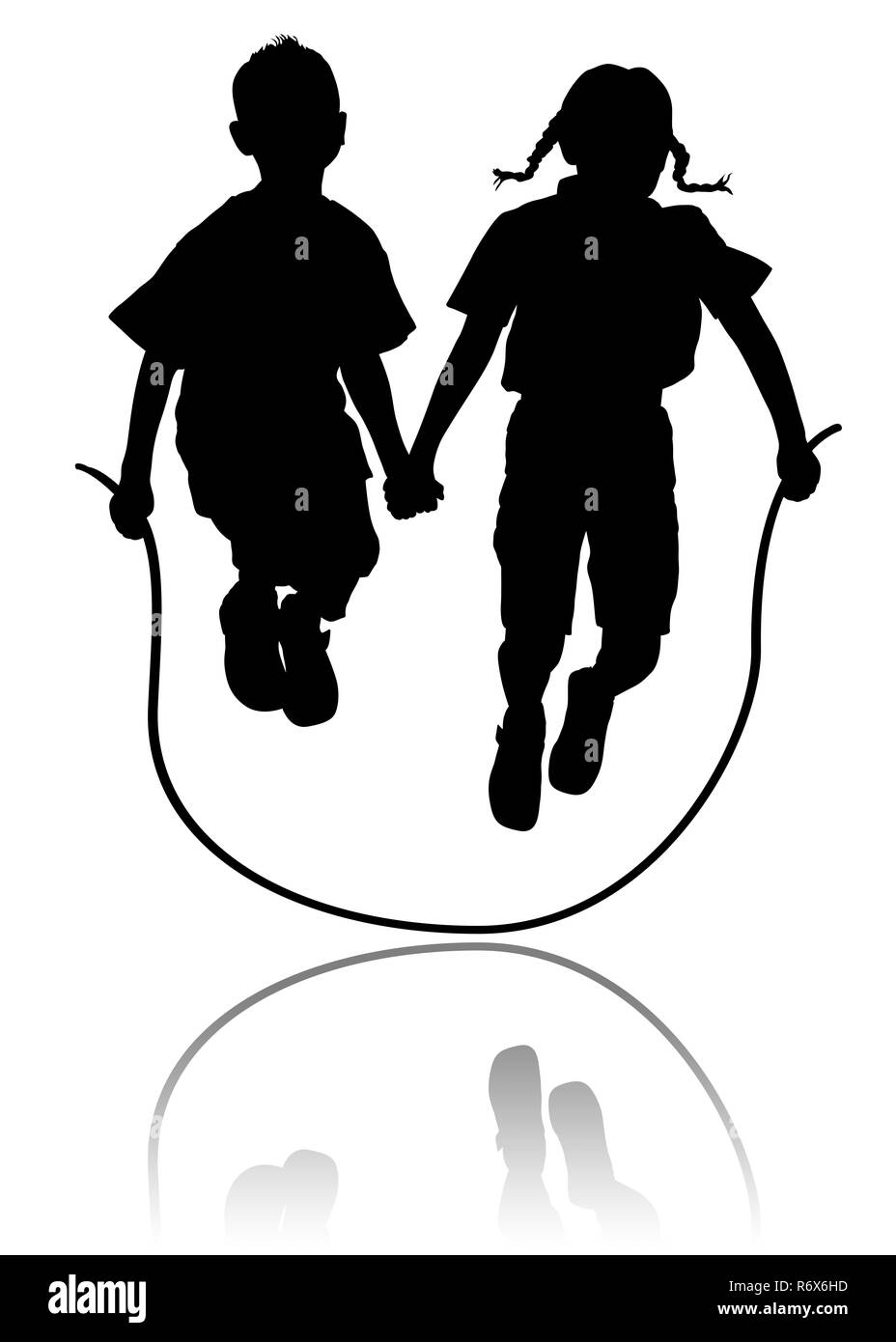 Kids jumping rope on white background, illustration Stock Photo - Alamy