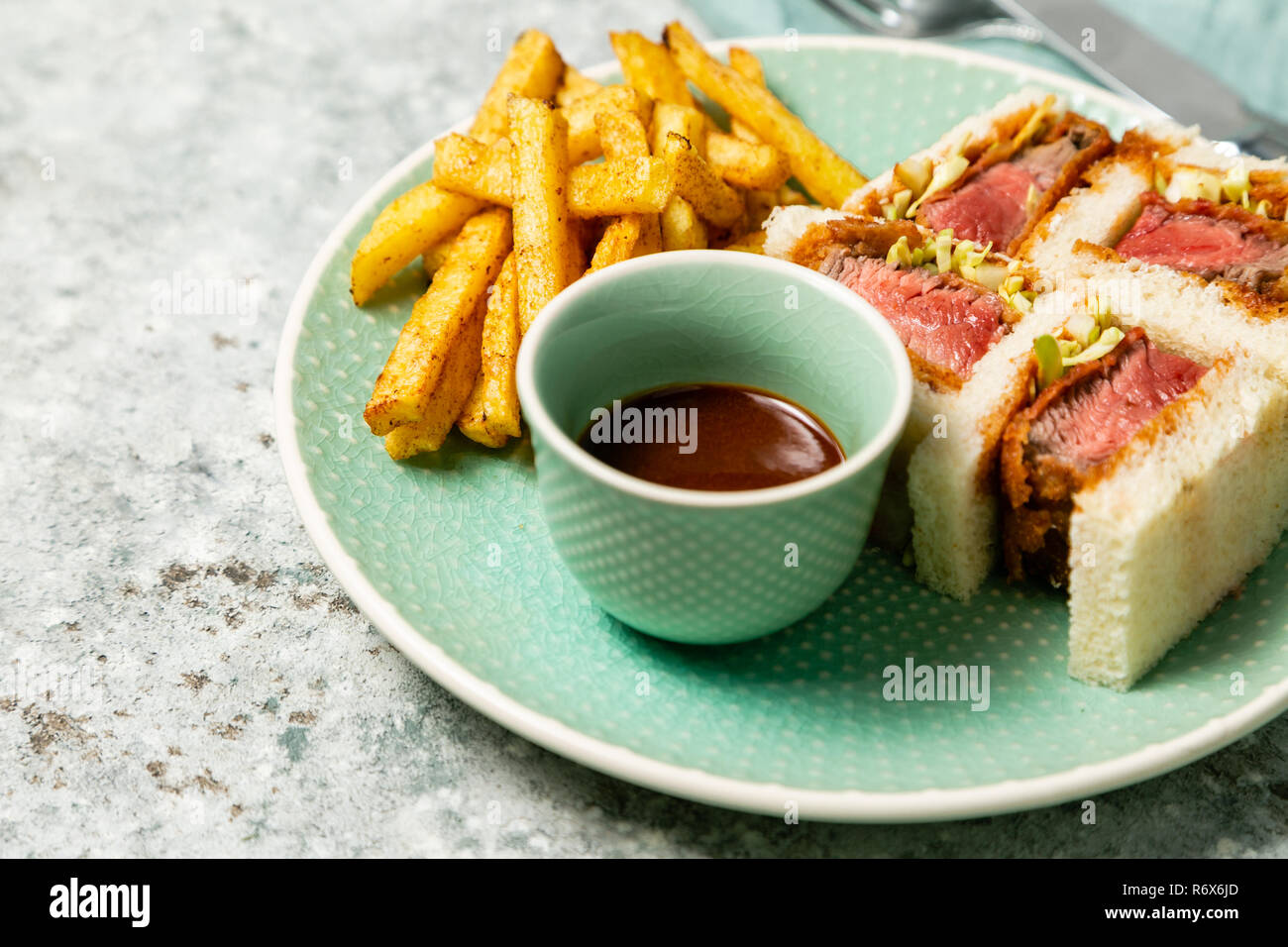Katsu Sando - food trend japanese sandwich with pork and fries Stock ...