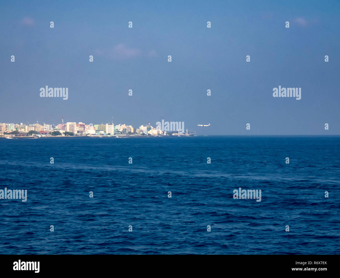 The skyline of Male, capital of the Maldives in the Indian Ocean Stock ...