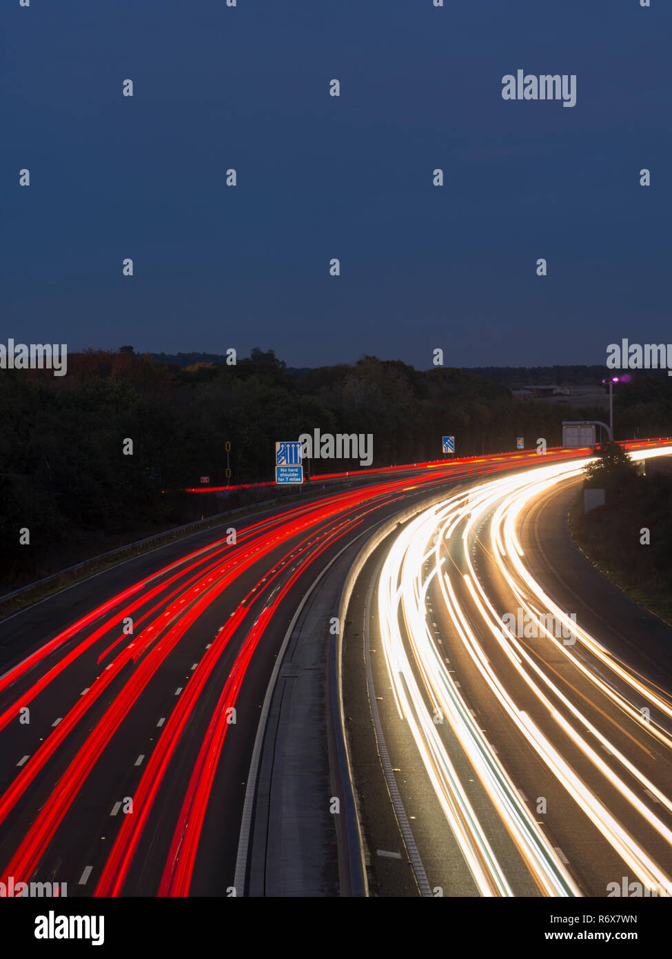 europe, UK, England, Surrey, M3 motorway light trails Stock Photo - Alamy