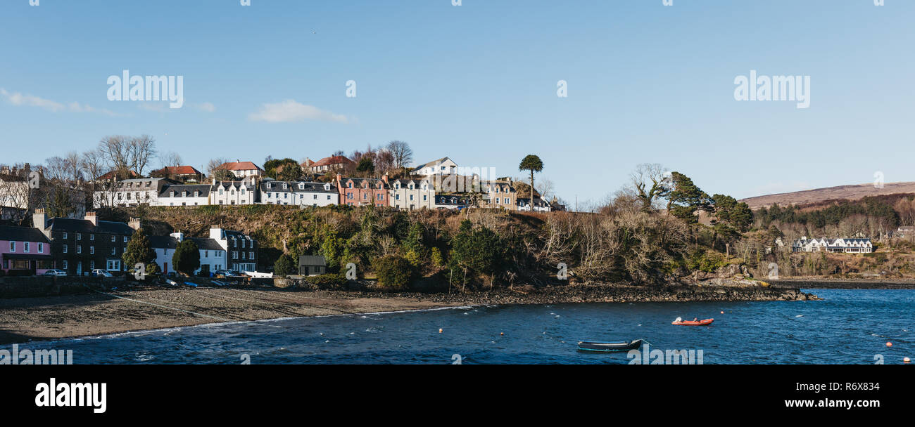 Panoramic view of the harbour in Portree, Isle of Skye, Scotland Stock ...