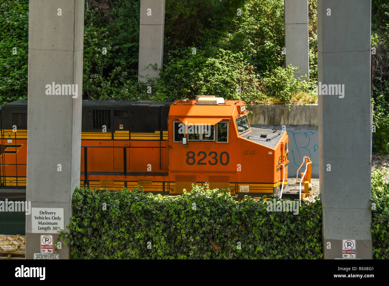 SEATTLE, WASHINGTON STATE, USA - JUNE 2018: Close up view of a heavy ...