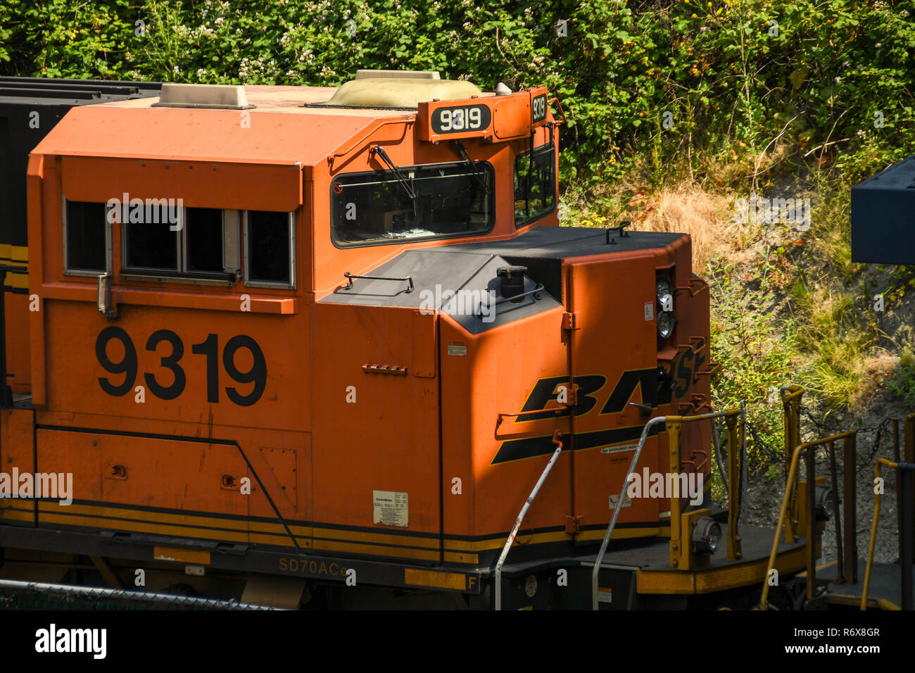 SEATTLE, WASHINGTON STATE, USA - JUNE 2018: Close up view of a heavy ...