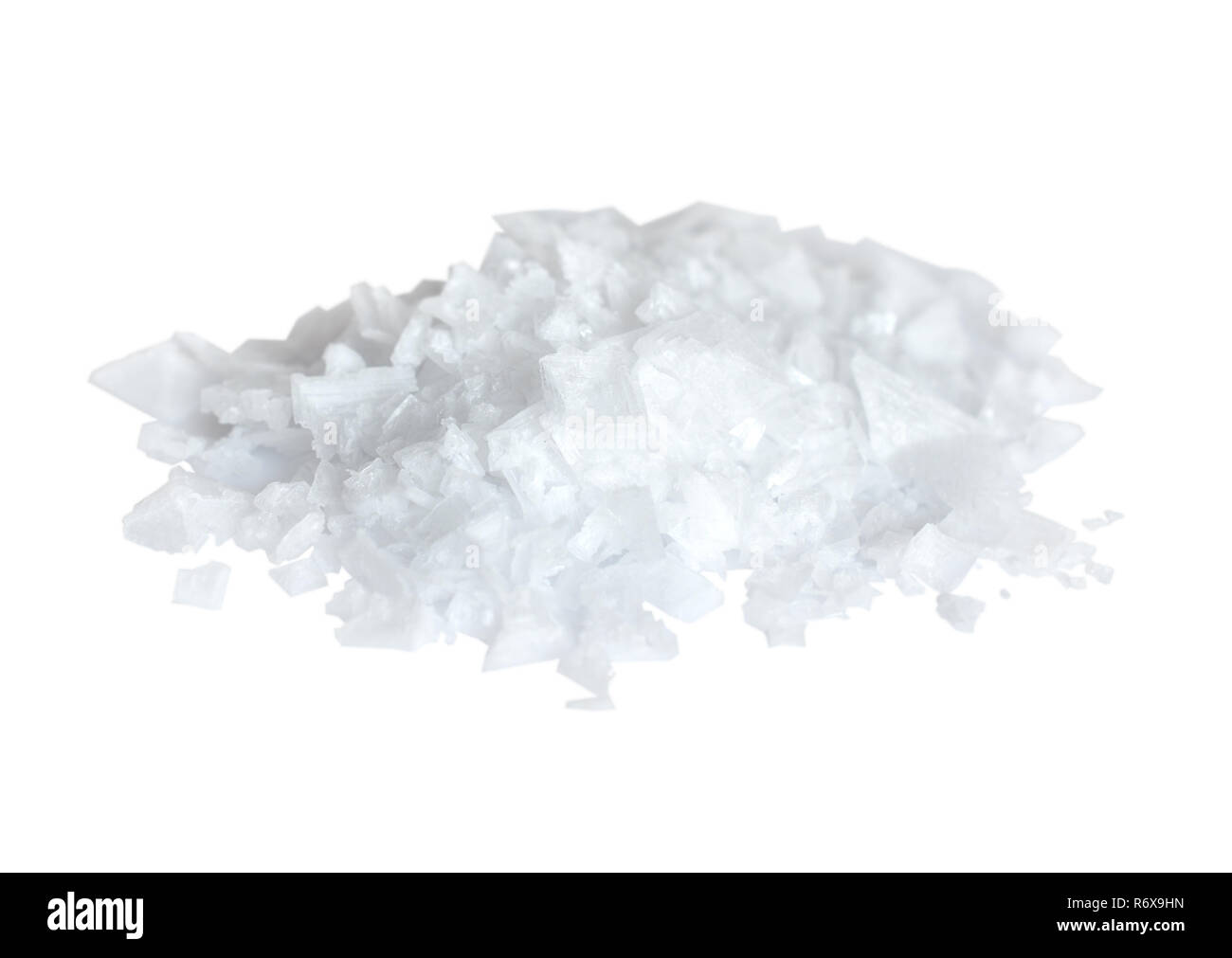 Pyramide Crystal Flakes of Cyprus Salt. Isolated on white background ...