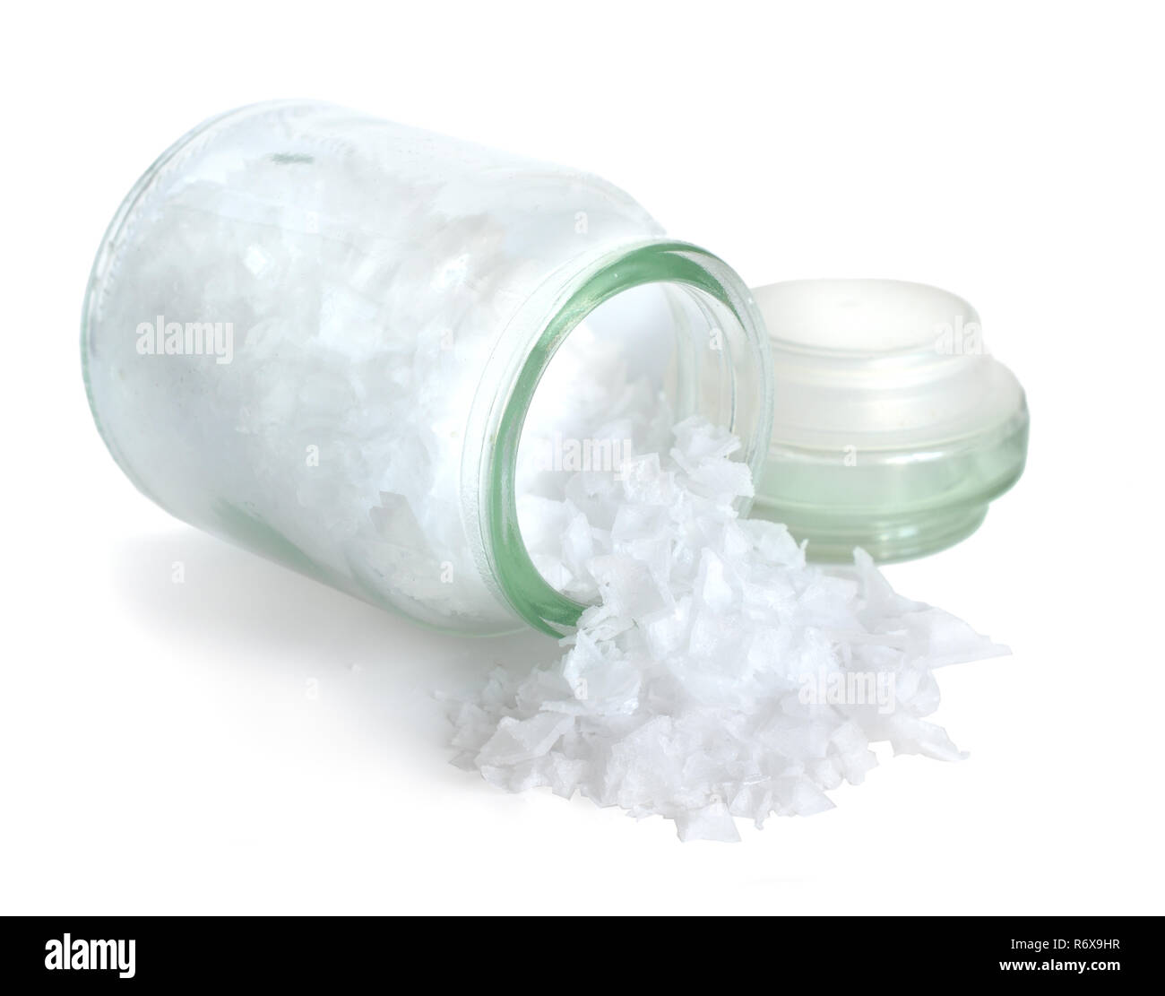 Pyramide Crystal Flakes of Cyprus Salt. Isolated on white background ...