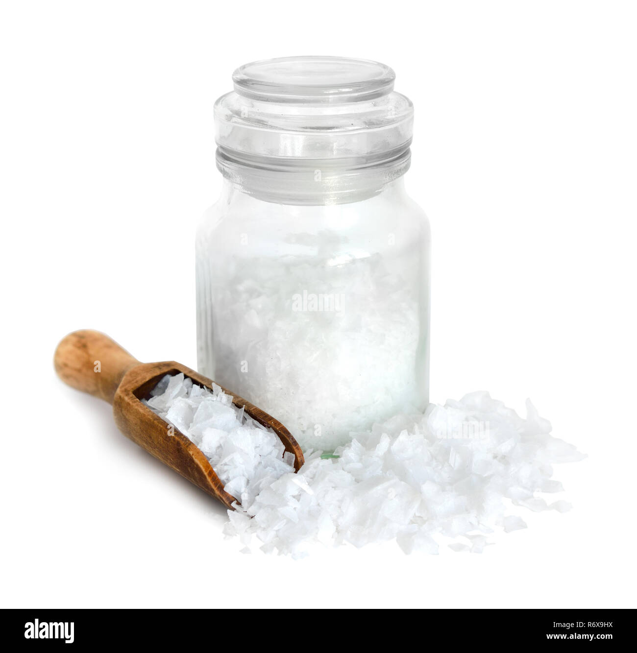 Pyramide Crystal Flakes of Cyprus Salt. Isolated on white background ...