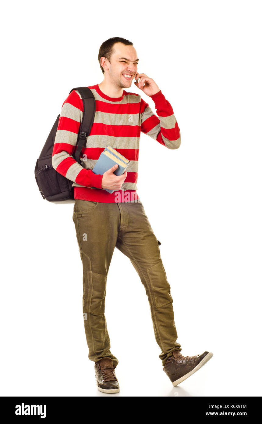 student boy isolated on a white background Stock Photo - Alamy