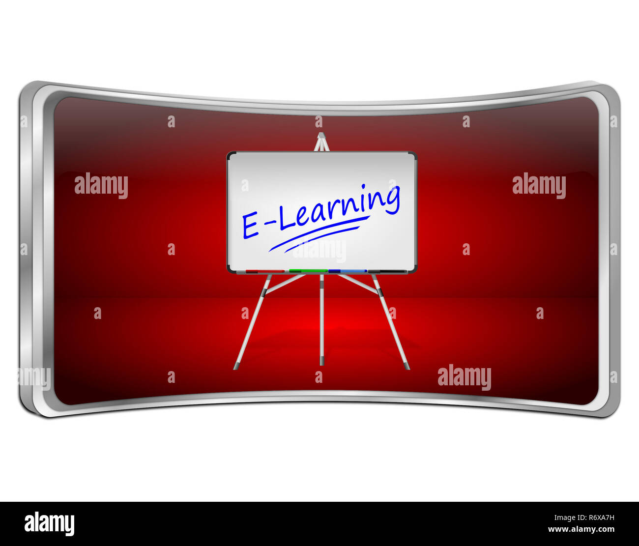 red E-Learning Button curved - 3D illustration Stock Photo - Alamy