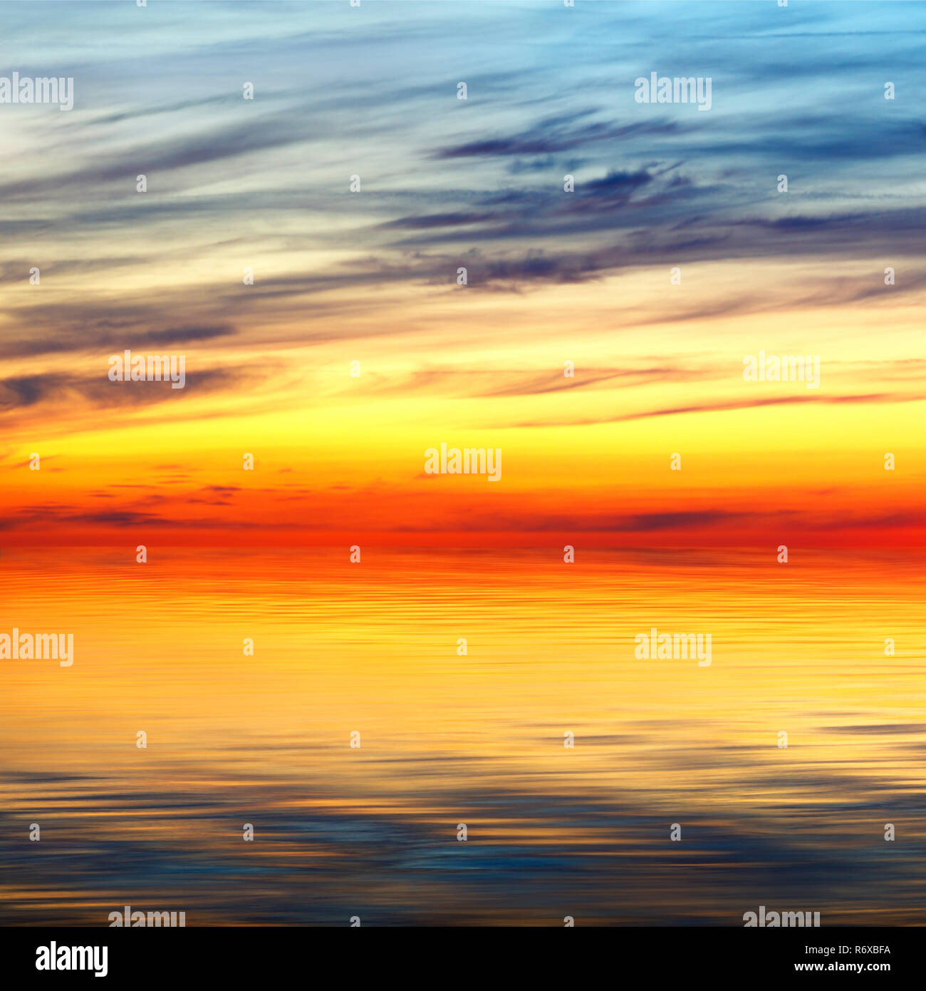 Abstract red blue background. Nice landscape with sunset on lake Stock ...