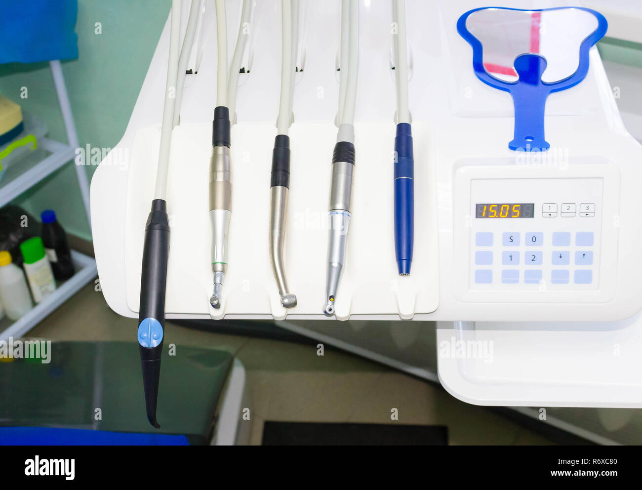 Different dental instruments and tools in a dentists office Stock Photo ...