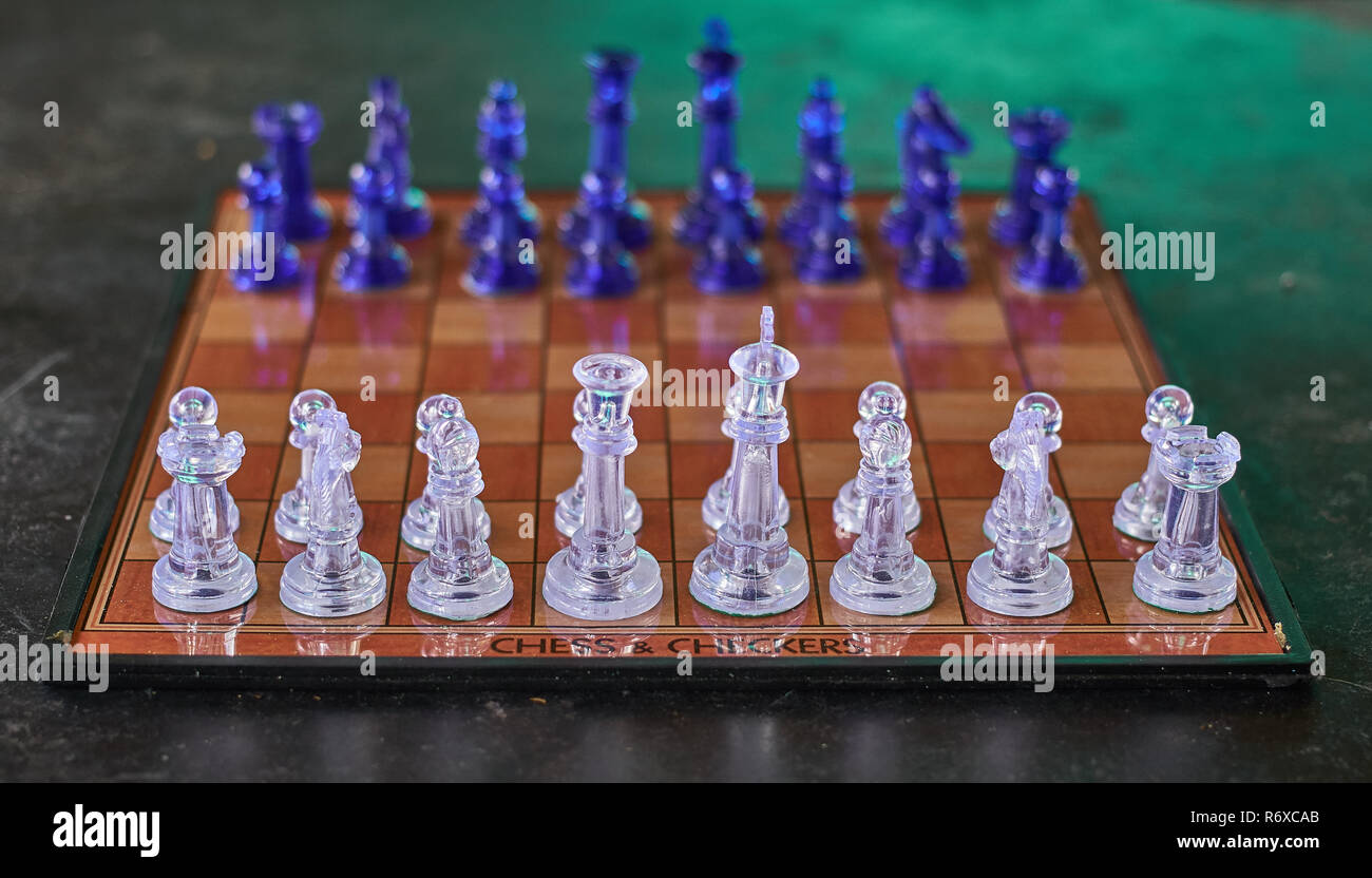 a chess board on a table Stock Photo - Alamy