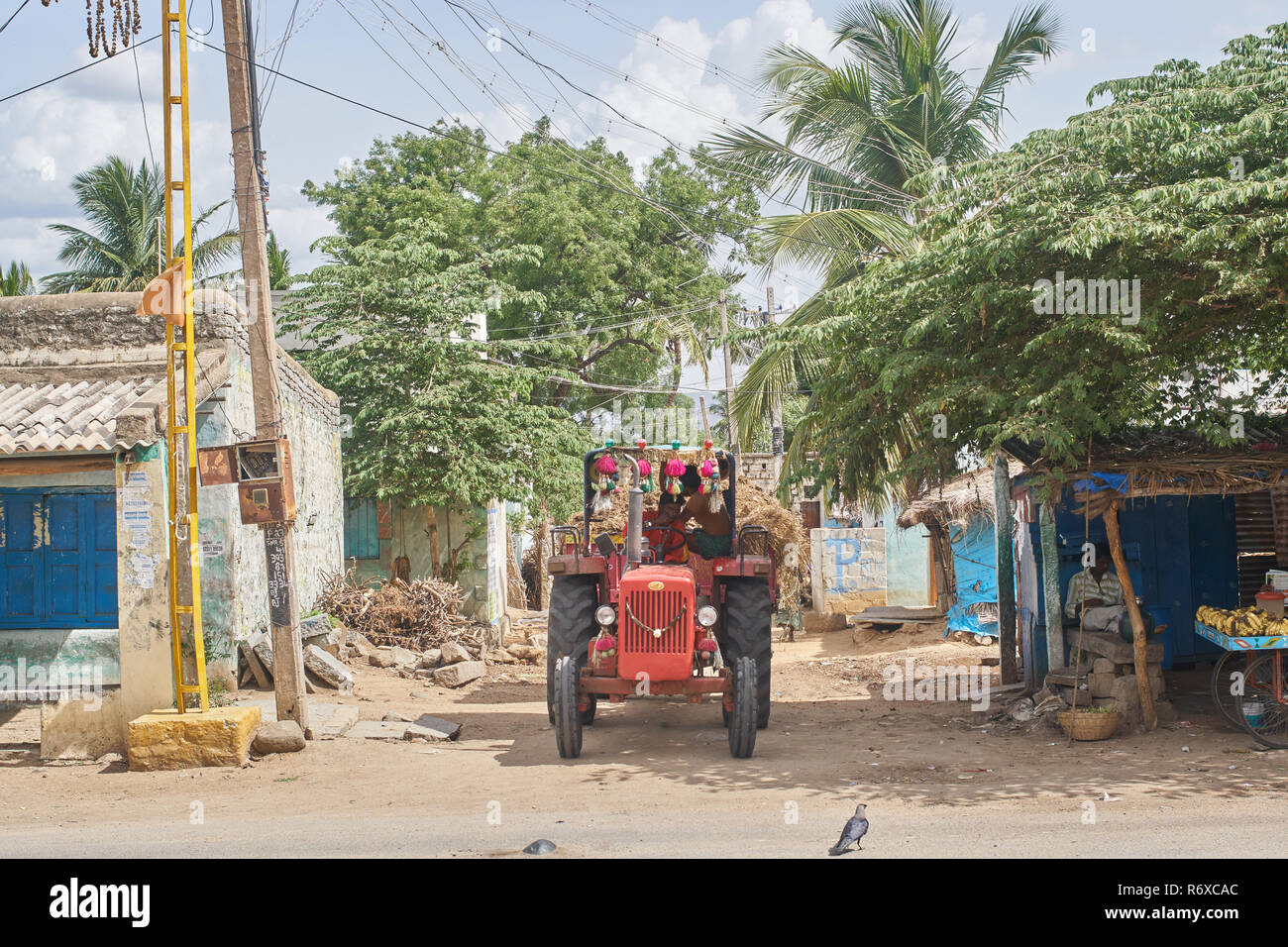 A tractor in a small village in rural India Stock Photo - Alamy