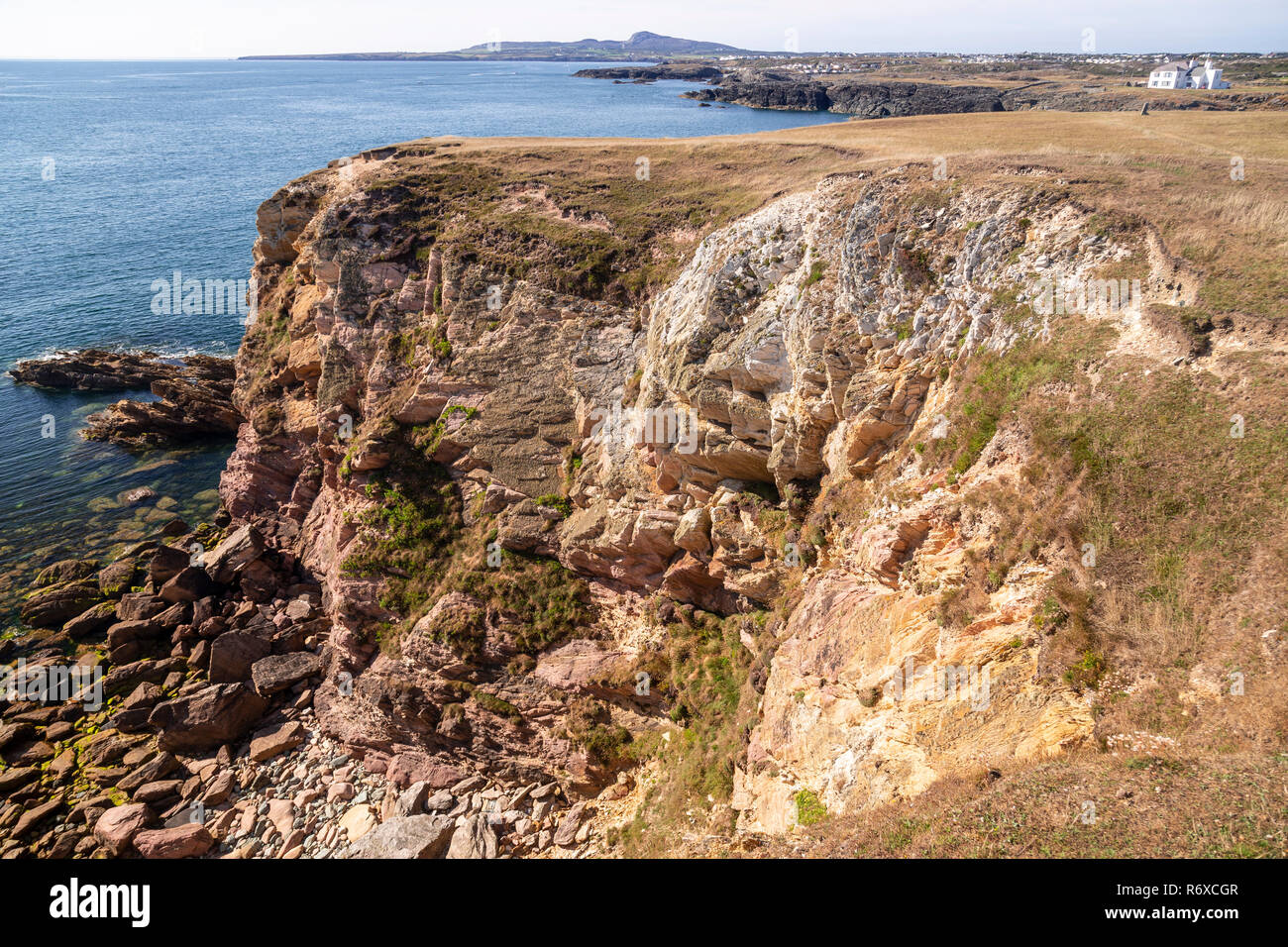 Rugged coastline at Rhoscolyn on Anglesey, North Wales Stock Photo - Alamy
