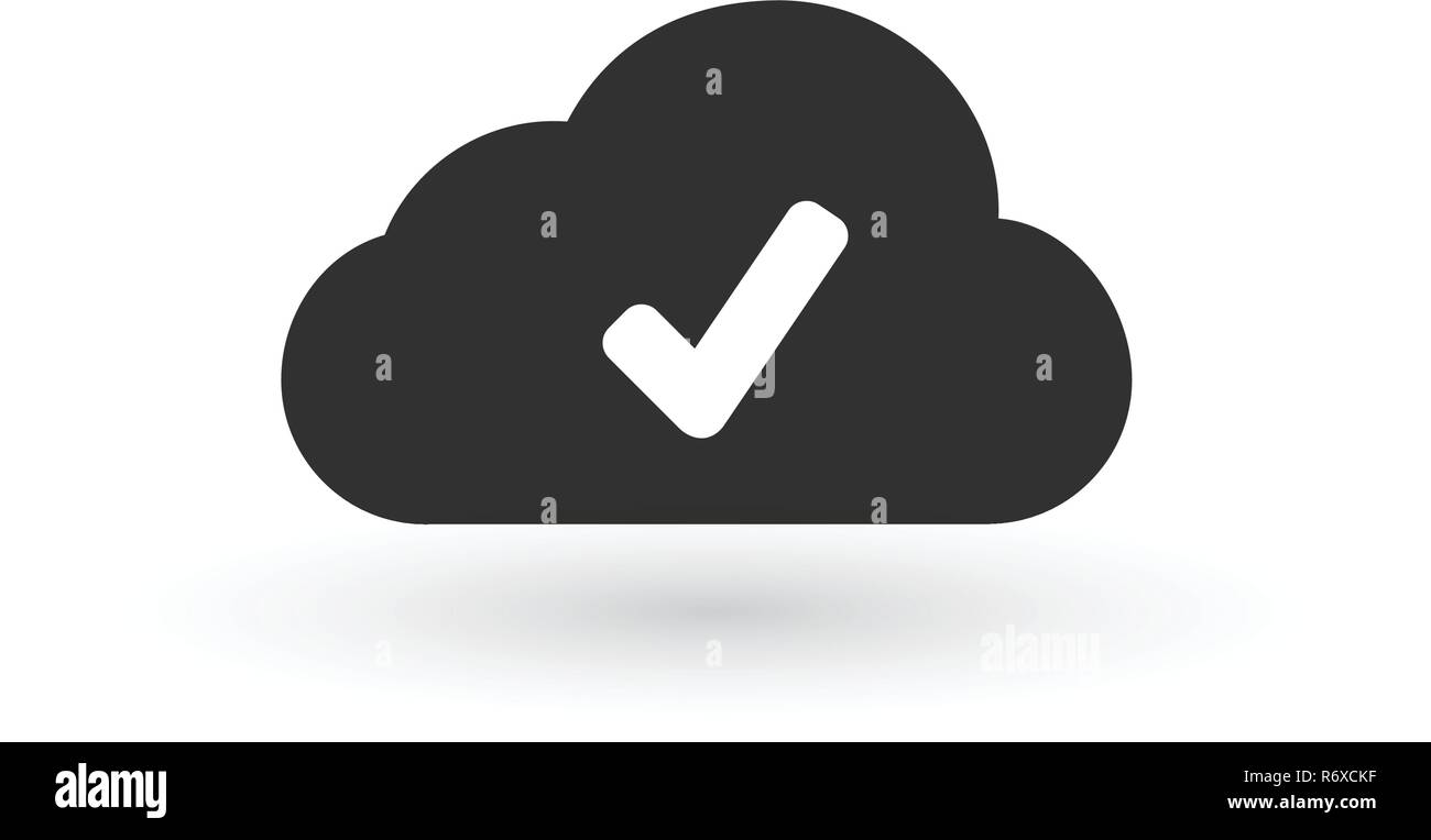 Vector illustration of cloud with checkmark, vector illustration ...