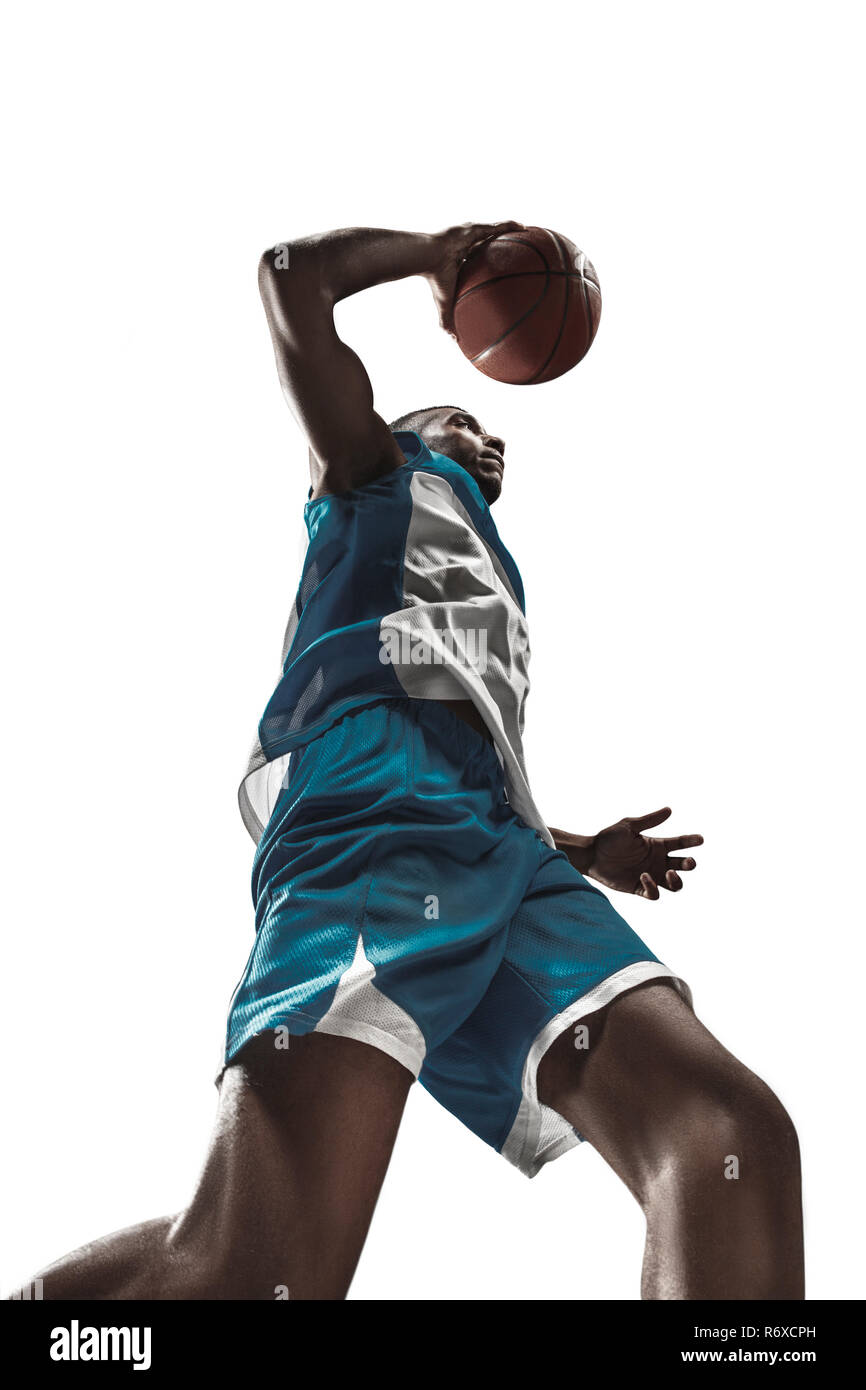The portrait of a basketball player with ball Stock Photo - Alamy