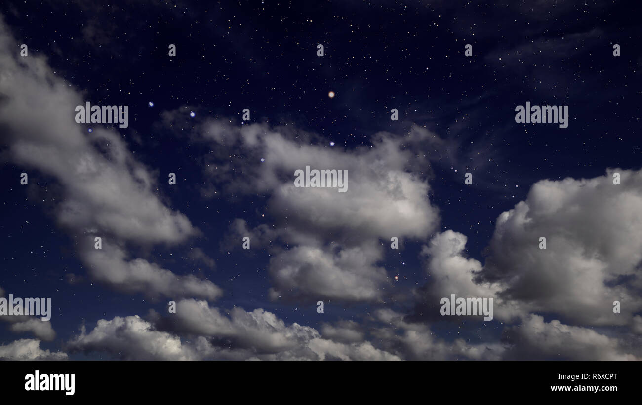 Starry night sky with clouds Stock Photo - Alamy