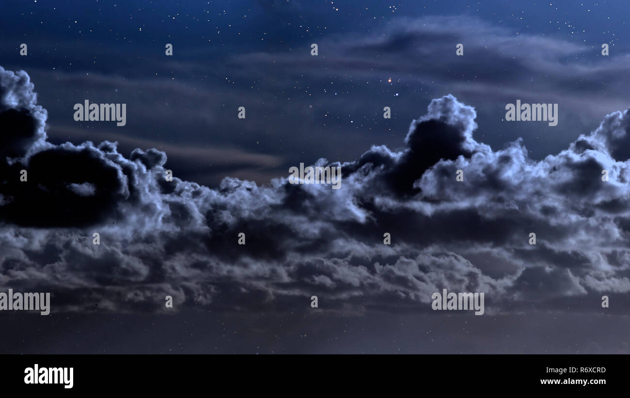 Cloudy night sky with stars Stock Photo - Alamy