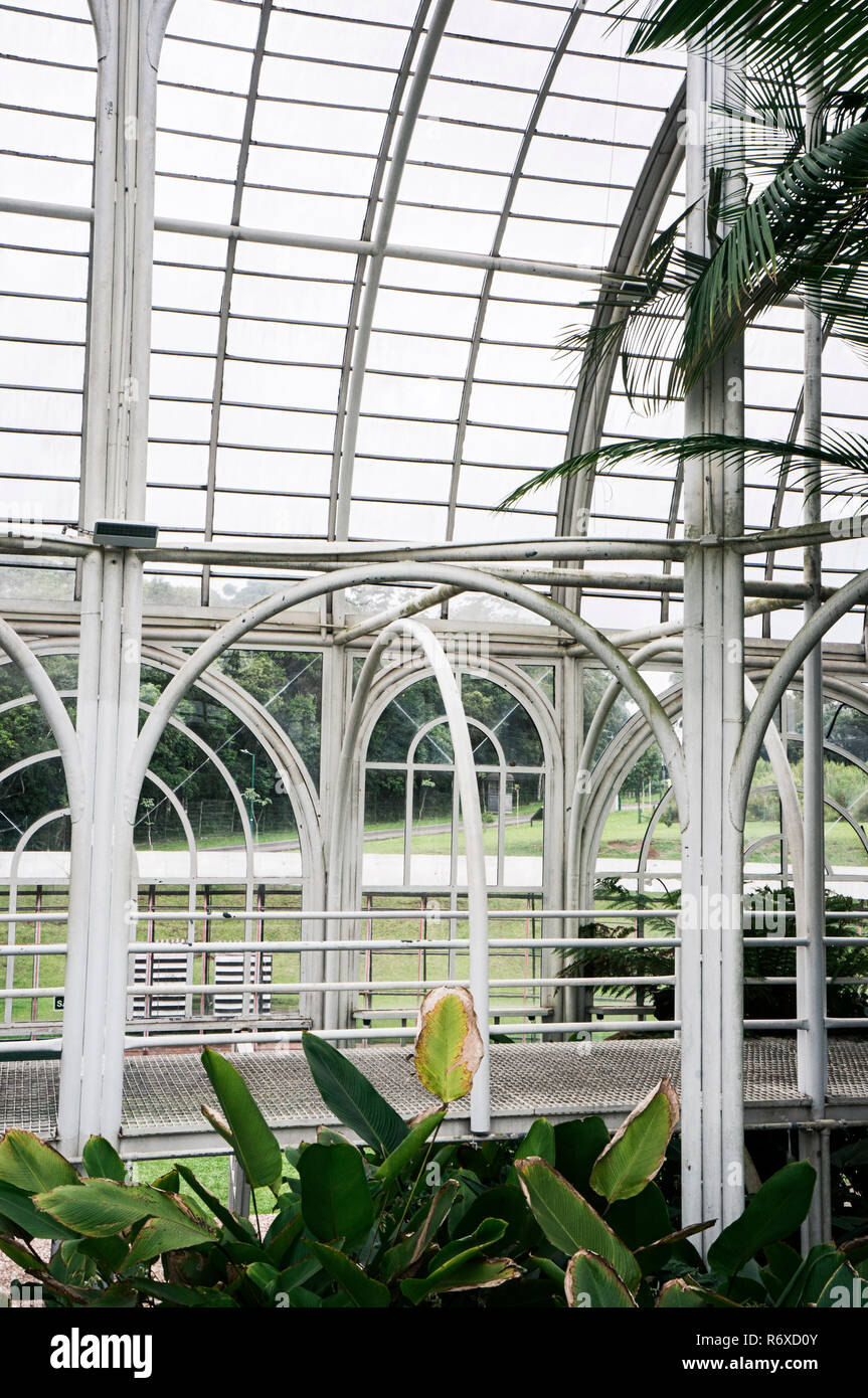 glass hall greenhouse Botanical garden Curitiba indoors structure ...