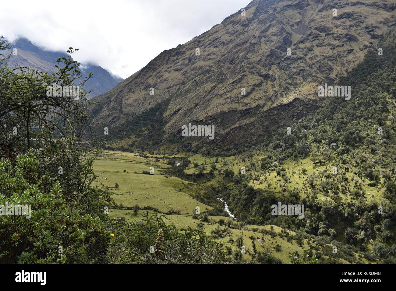 Andean mountain scenery along the Salkantay trek to Machu Picchu, Peru ...