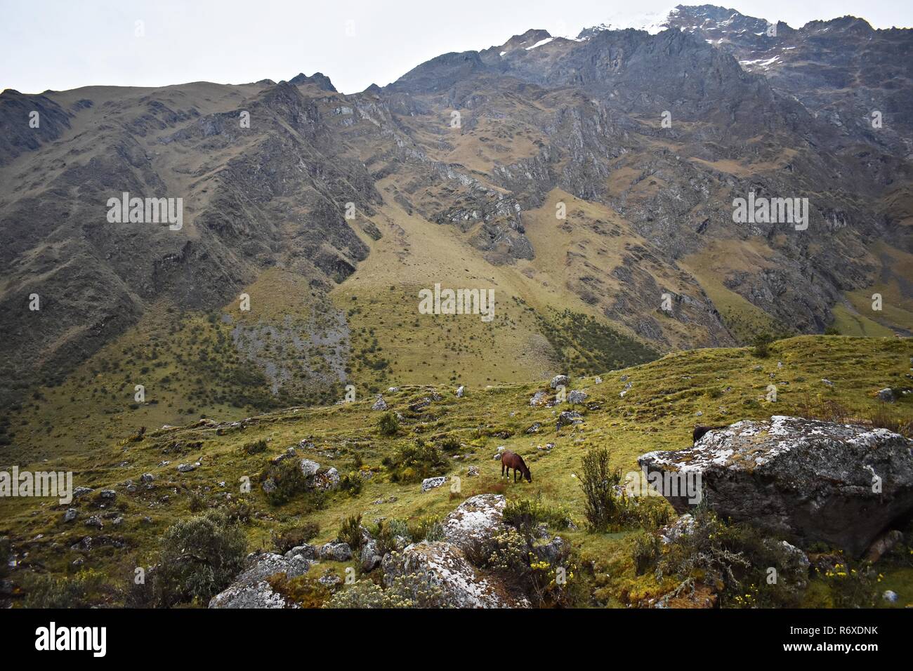 Andean mountain scenery along the Salkantay trek to Machu Picchu, Peru ...