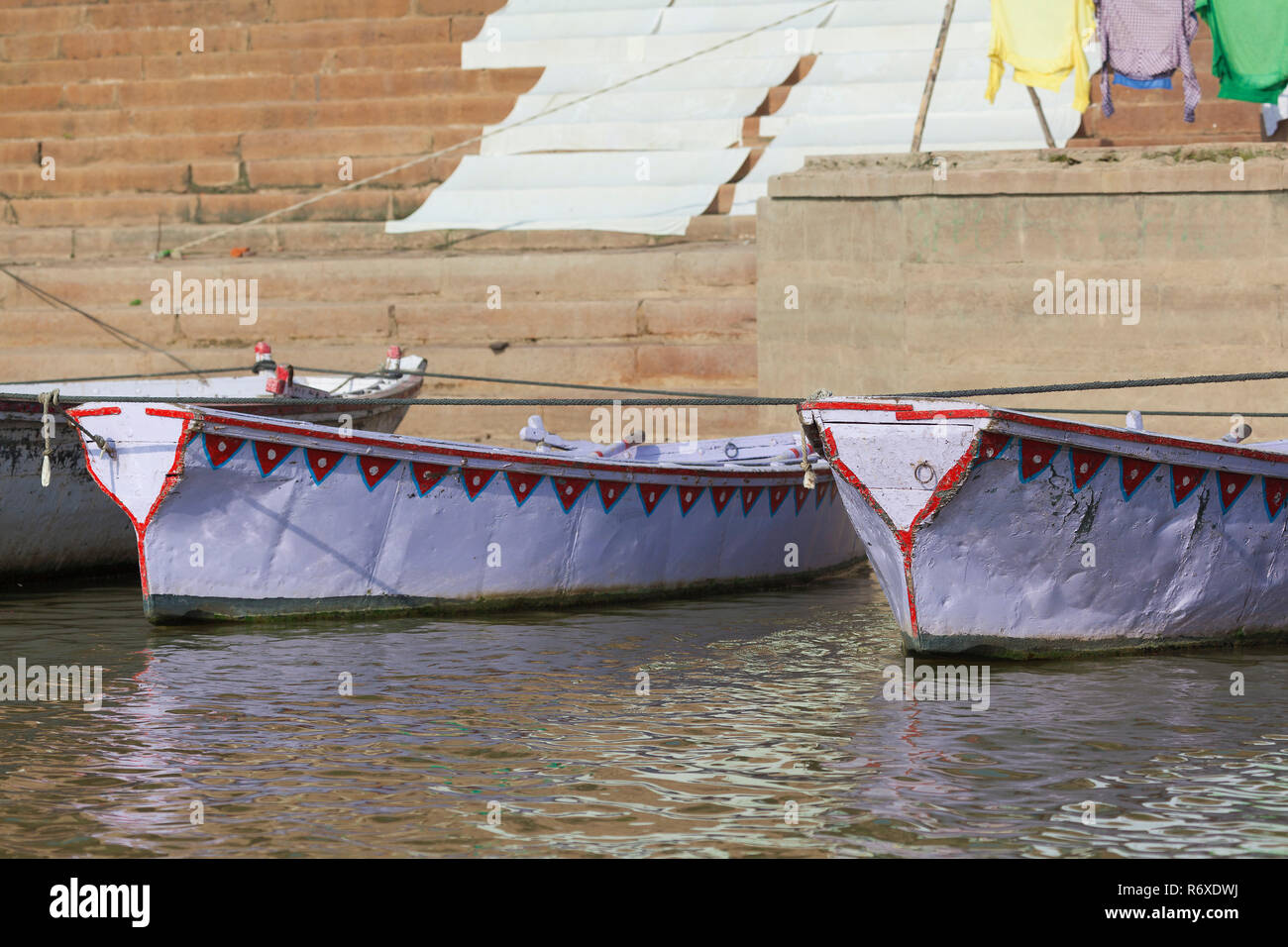 Boats in the river Ganges, Varanasi, Uttar Pradesh, India Stock Photo ...