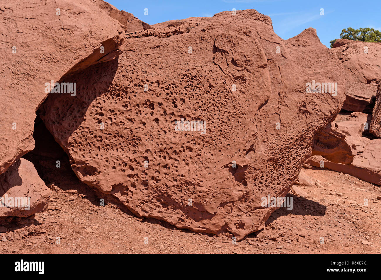 Pockmarked Sandstone in the Desert Stock Photo - Alamy