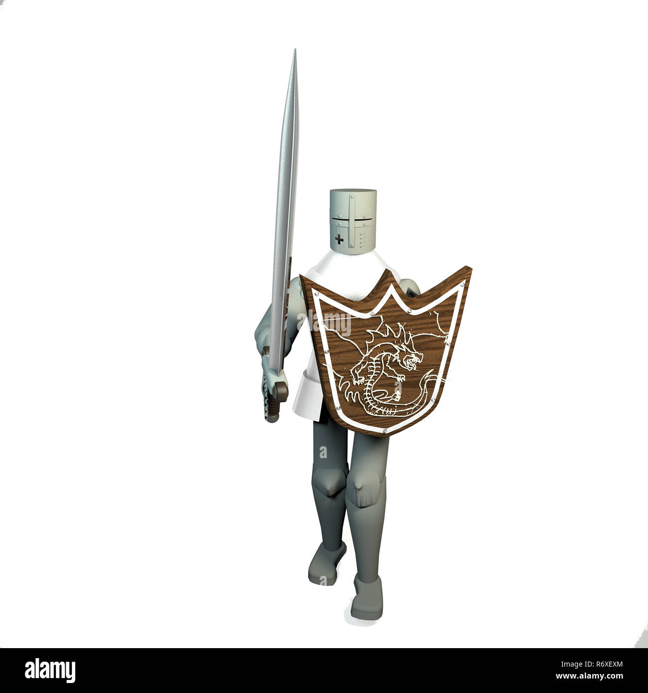 Middle age soldier in armor with sword and shield Stock Photo - Alamy