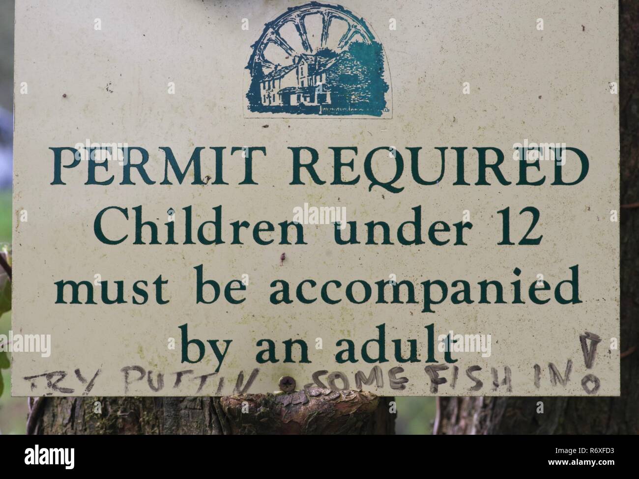 Bickleigh Mill Fishing Lake Permit Sign, with Angry Joke Penned on ...