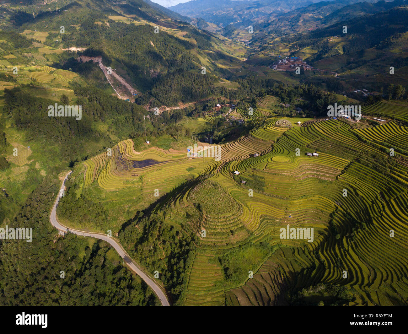 Top view of beautiful Vietnam landscapes with terraces rice field ...