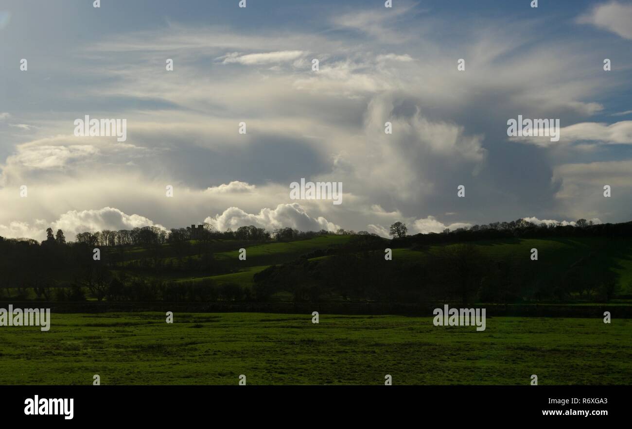 Lush Green Rolling Hills with Woodland. Devon Farming Landscape ...