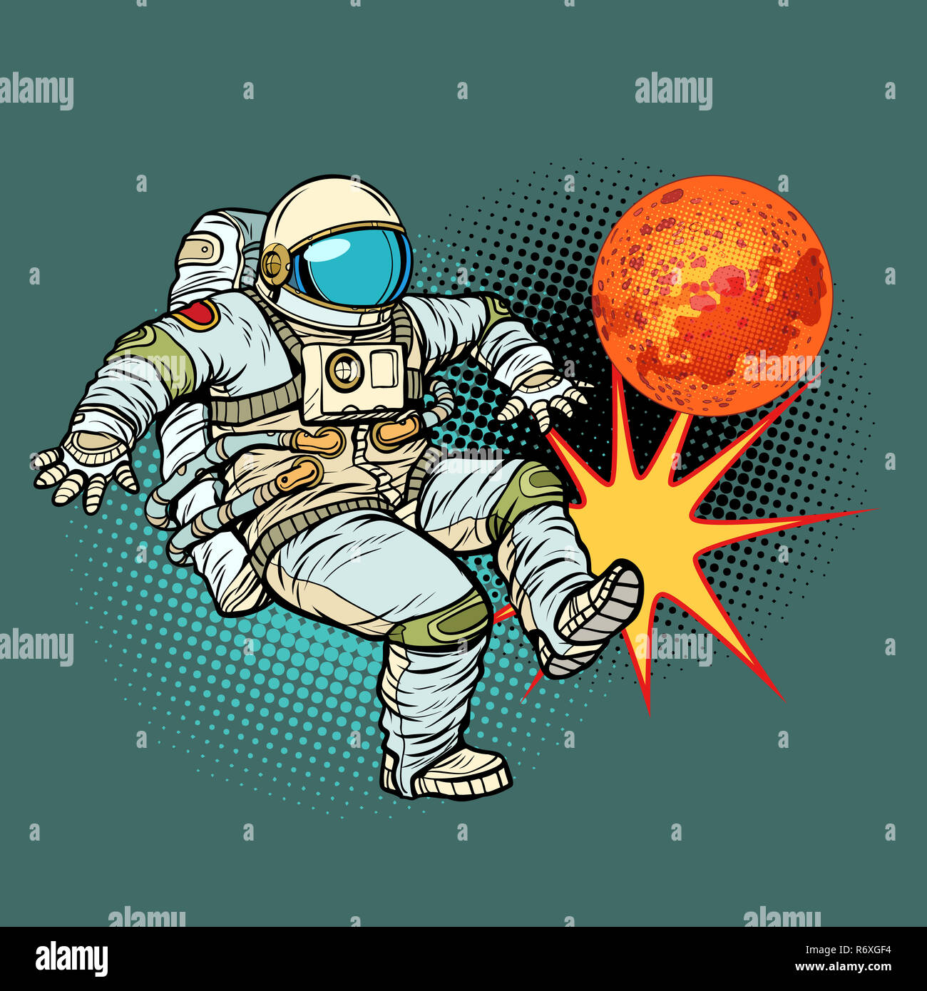 Astronaut playing football Mars Stock Photo - Alamy
