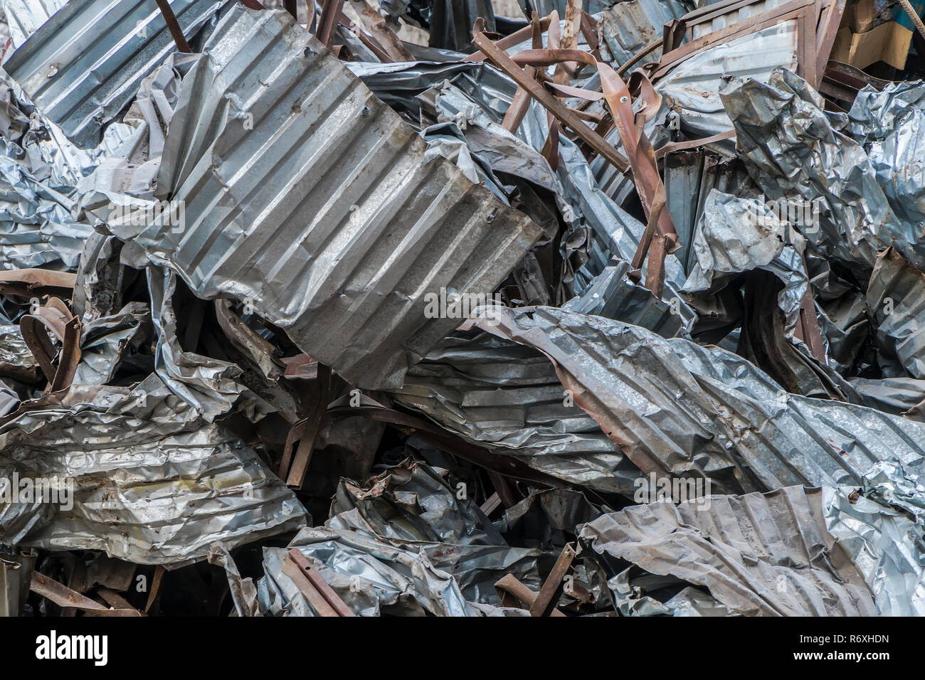 reinforcement and pieces of metal, sorted after the destruction of the ...