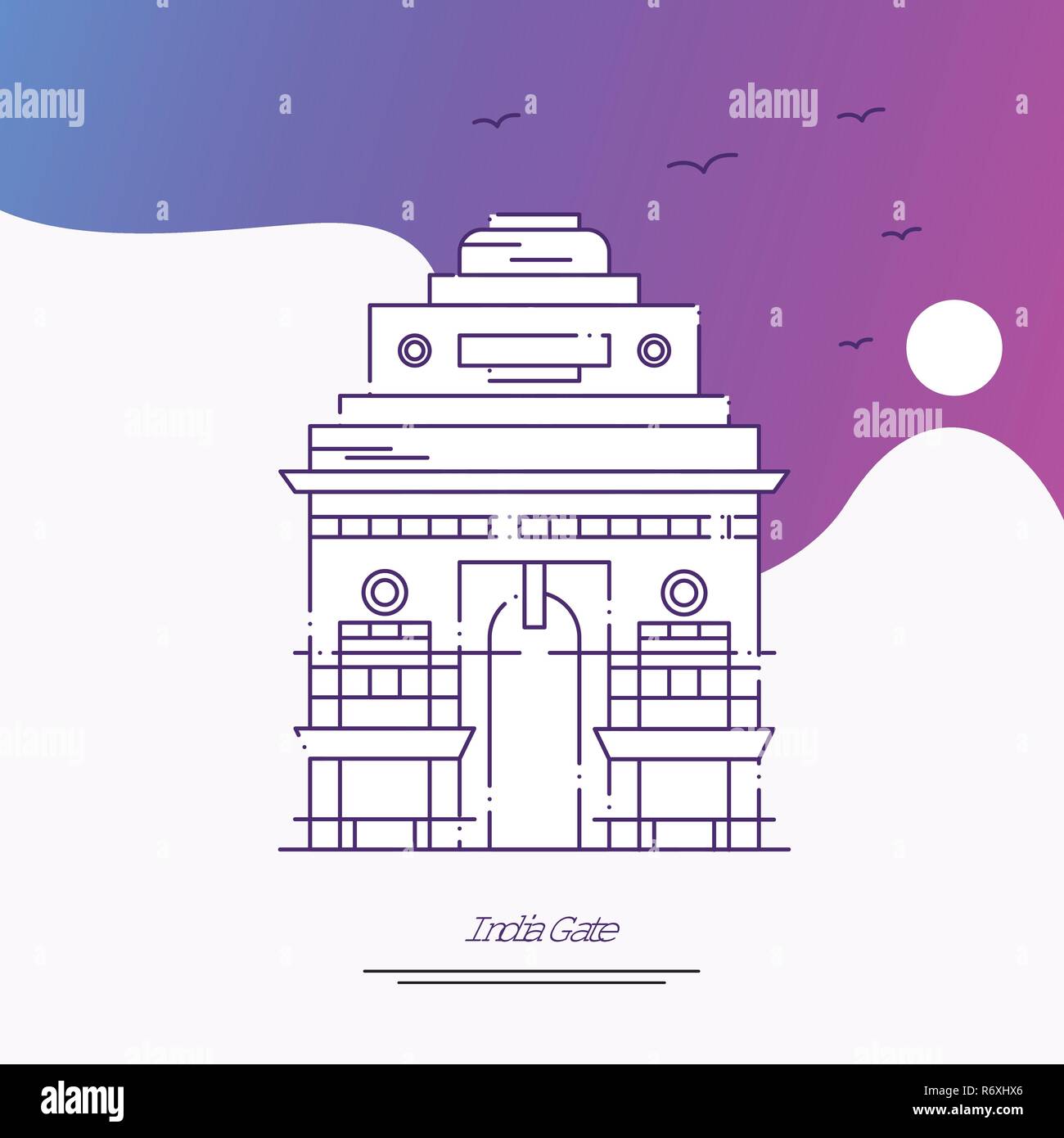 Travel INDIA GATE Poster Template. Purple creative background Stock ...