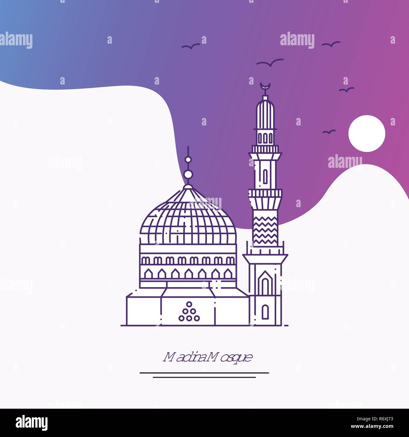 Travel MADINA MOSQUE Poster Template. Purple creative background Stock ...
