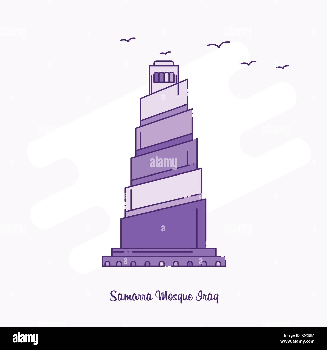 SAMARRA MOSQUE IRAQ Landmark Purple Dotted Line skyline vector ...