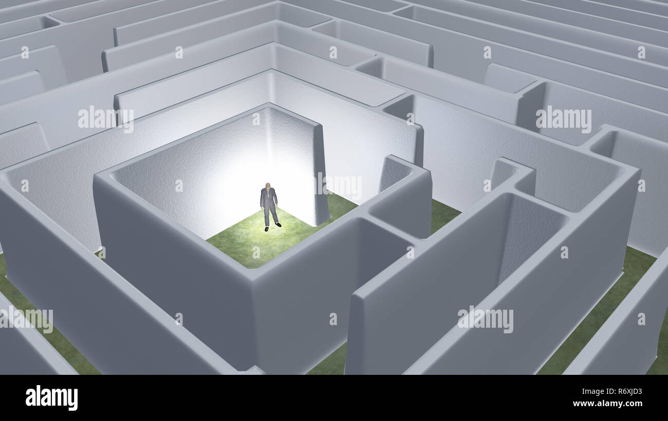 Man in maze Stock Photo - Alamy