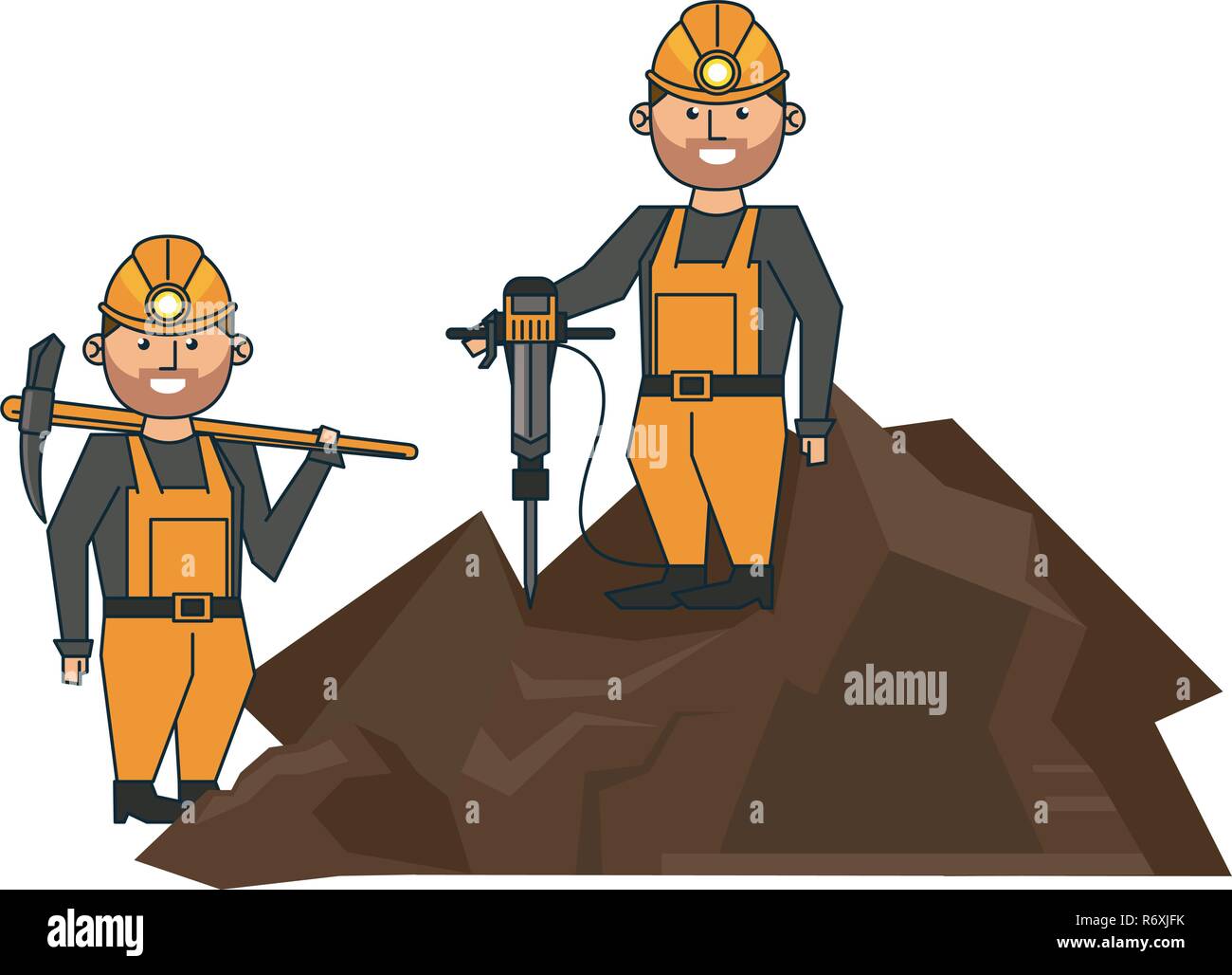 Mining workers with drill and pick Stock Vector Image & Art - Alamy