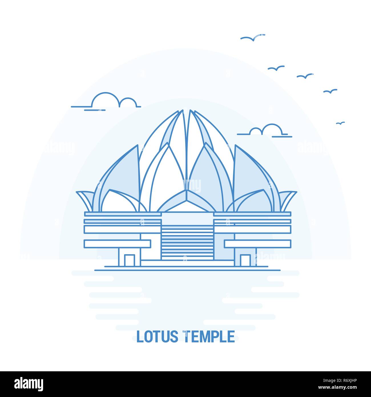 LOTUS TEMPLE Blue Landmark. Creative background and Poster Template ...
