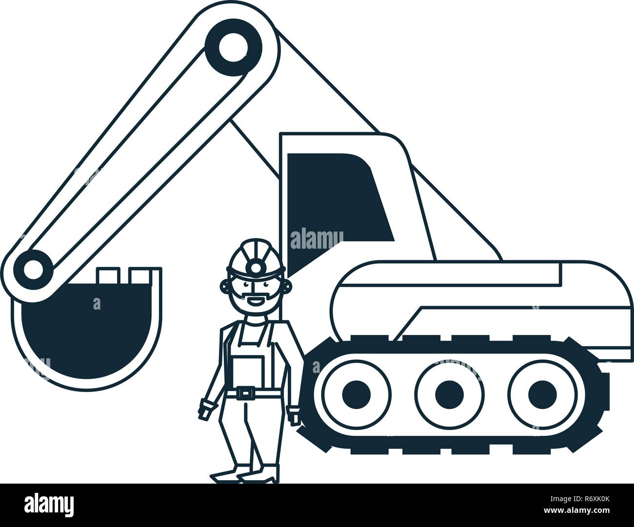 Mining worker with backhoe Stock Vector Image & Art - Alamy